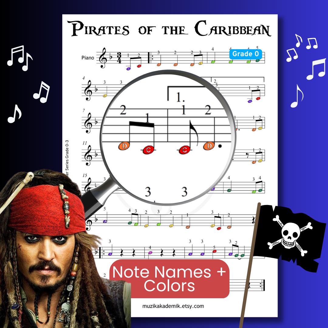 Pirates of the Caribbean Easy Piano Sheet Music - Grade 0 Beginner ...