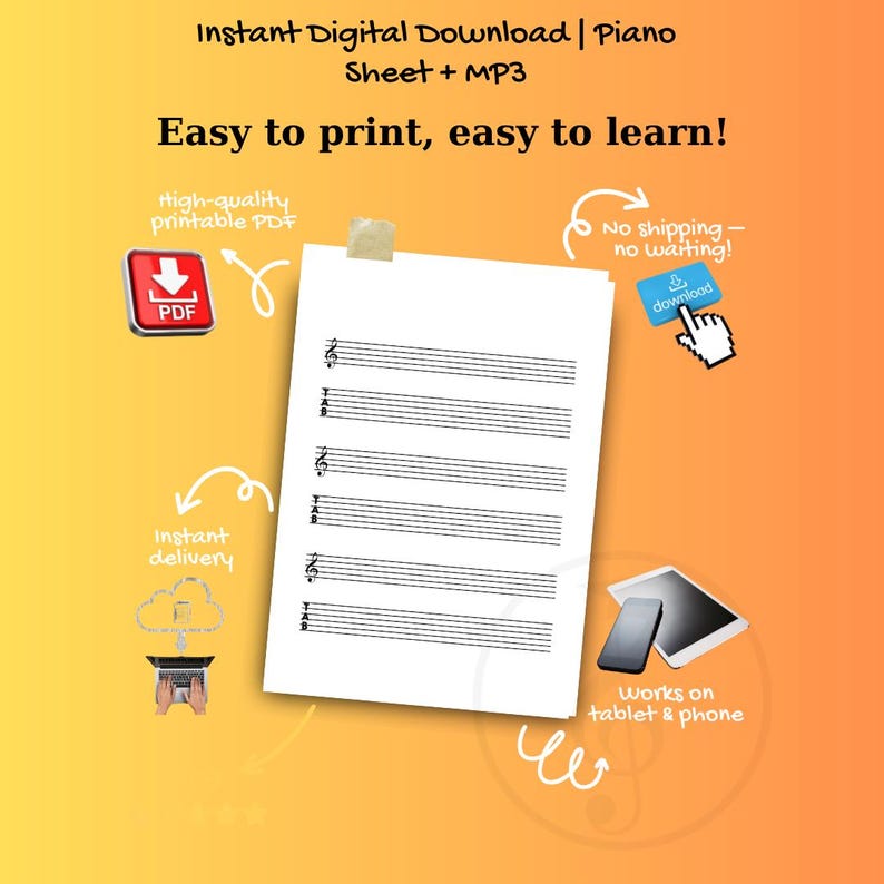 Blank Guitar Tab Sheet | Printable A4 PDF | Single Page TAB for ...