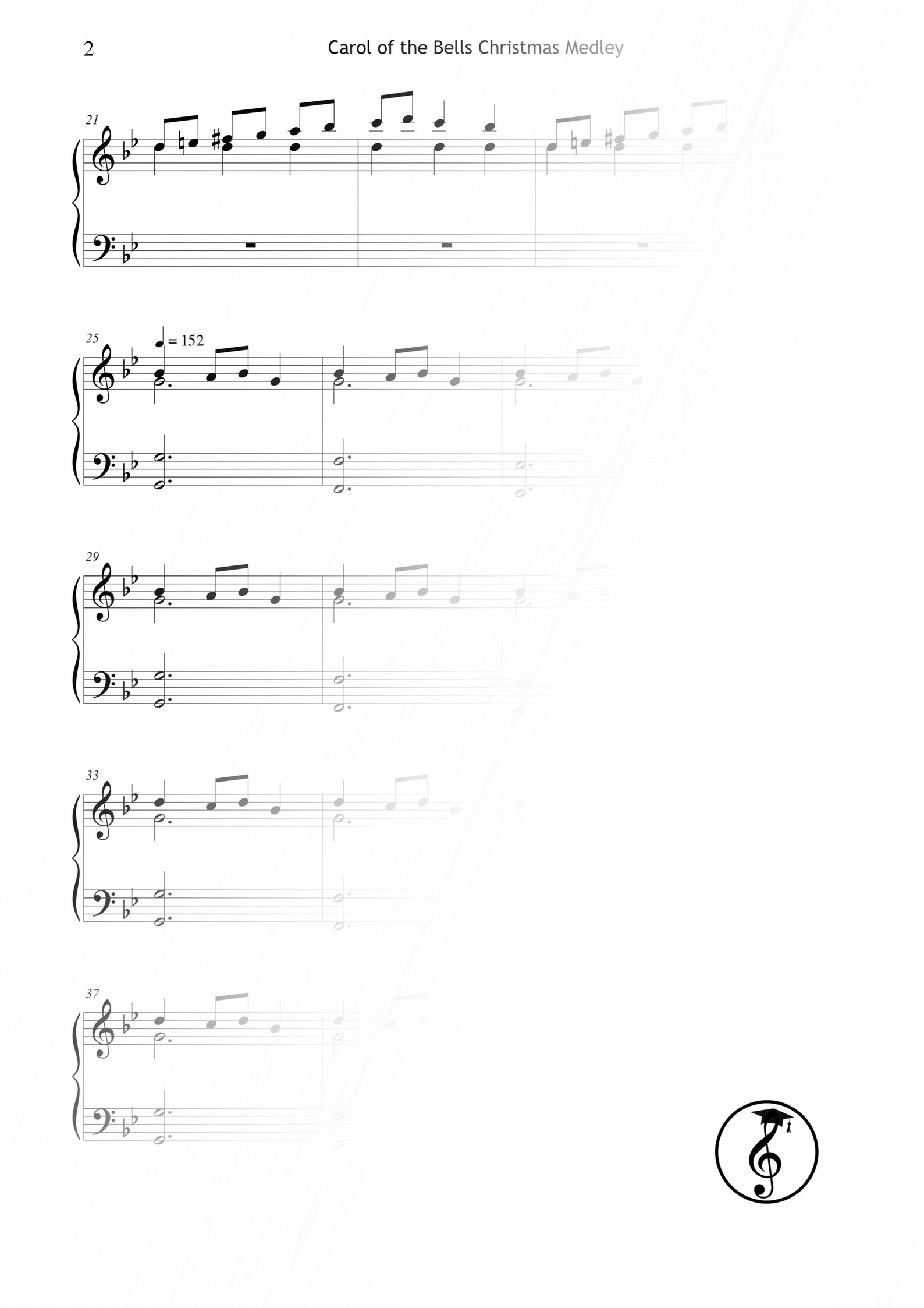 Carol of the Bells Christmas Medley – Grade 4 Piano Sheet | Traditional ...