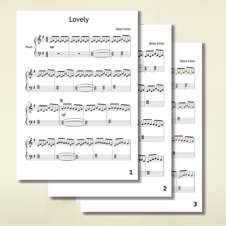 Lovely by Billie Eilish and Khalid – Simplified Piano Sheet Music PDF ...