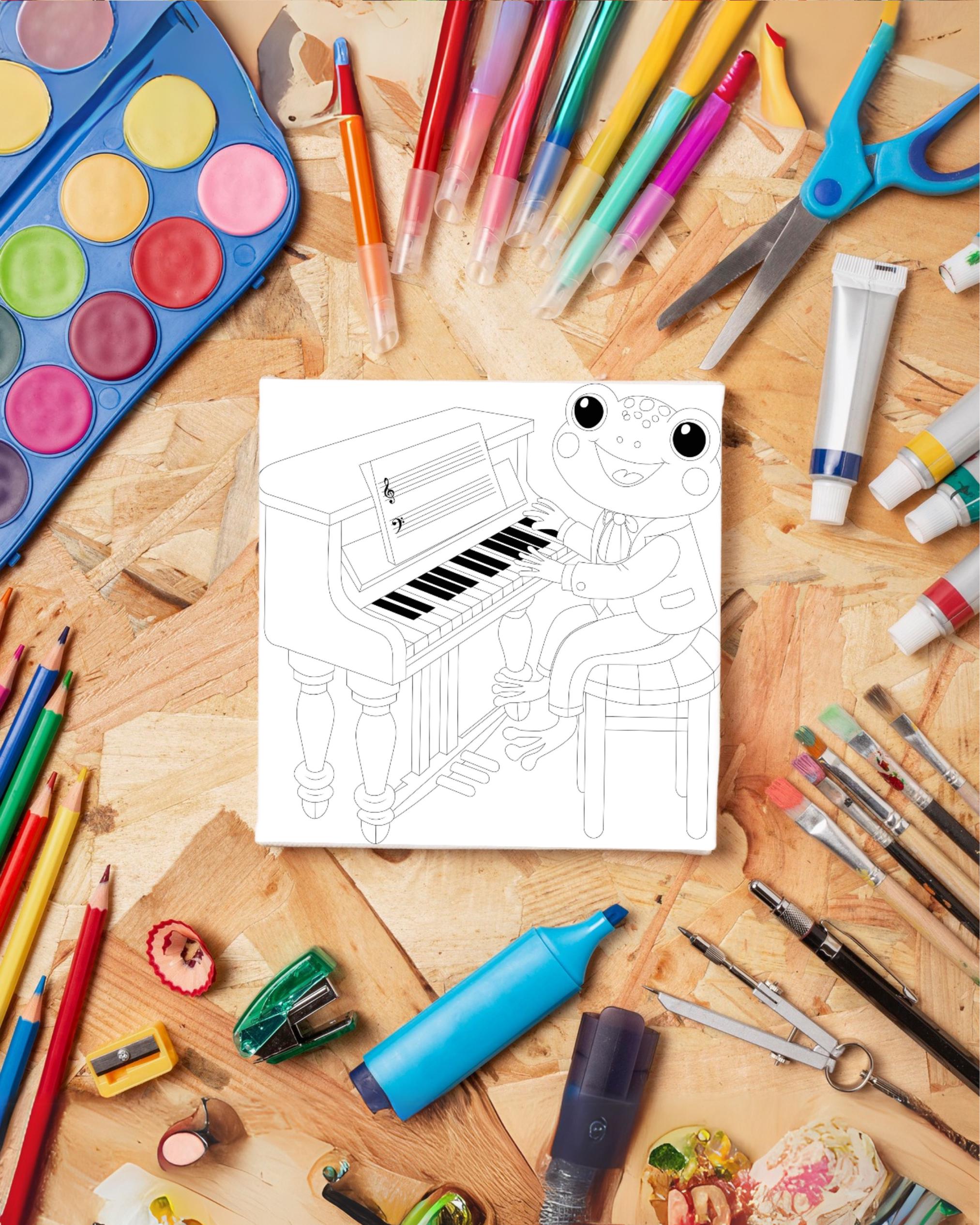 Pianist Frog | Interactive Coloring Page Story | Parent-child Activity ...