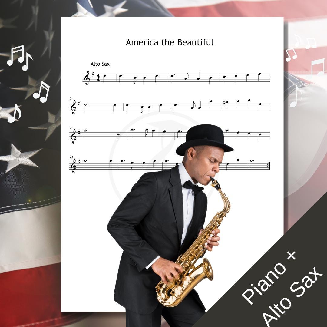 America the Beautiful - Patriotic Song Sheet Music for Piano, Voice and ...