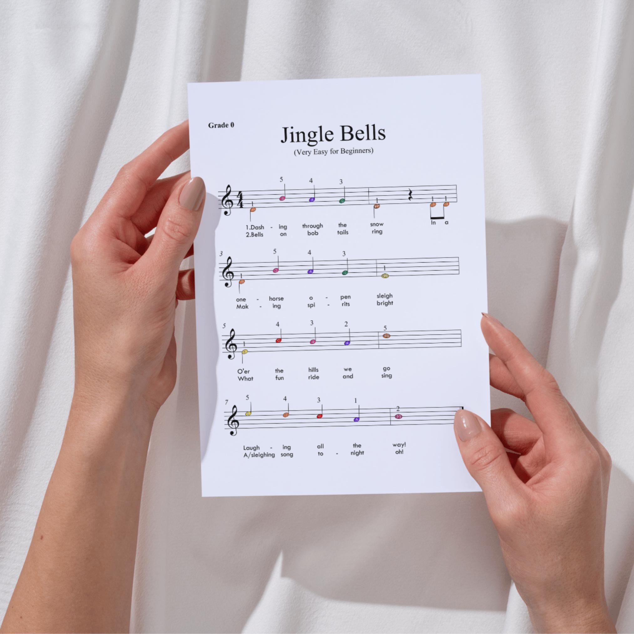 Jingle Bells - Grade 0 - Easy Piano Sheet for Beginners | Colorful ...