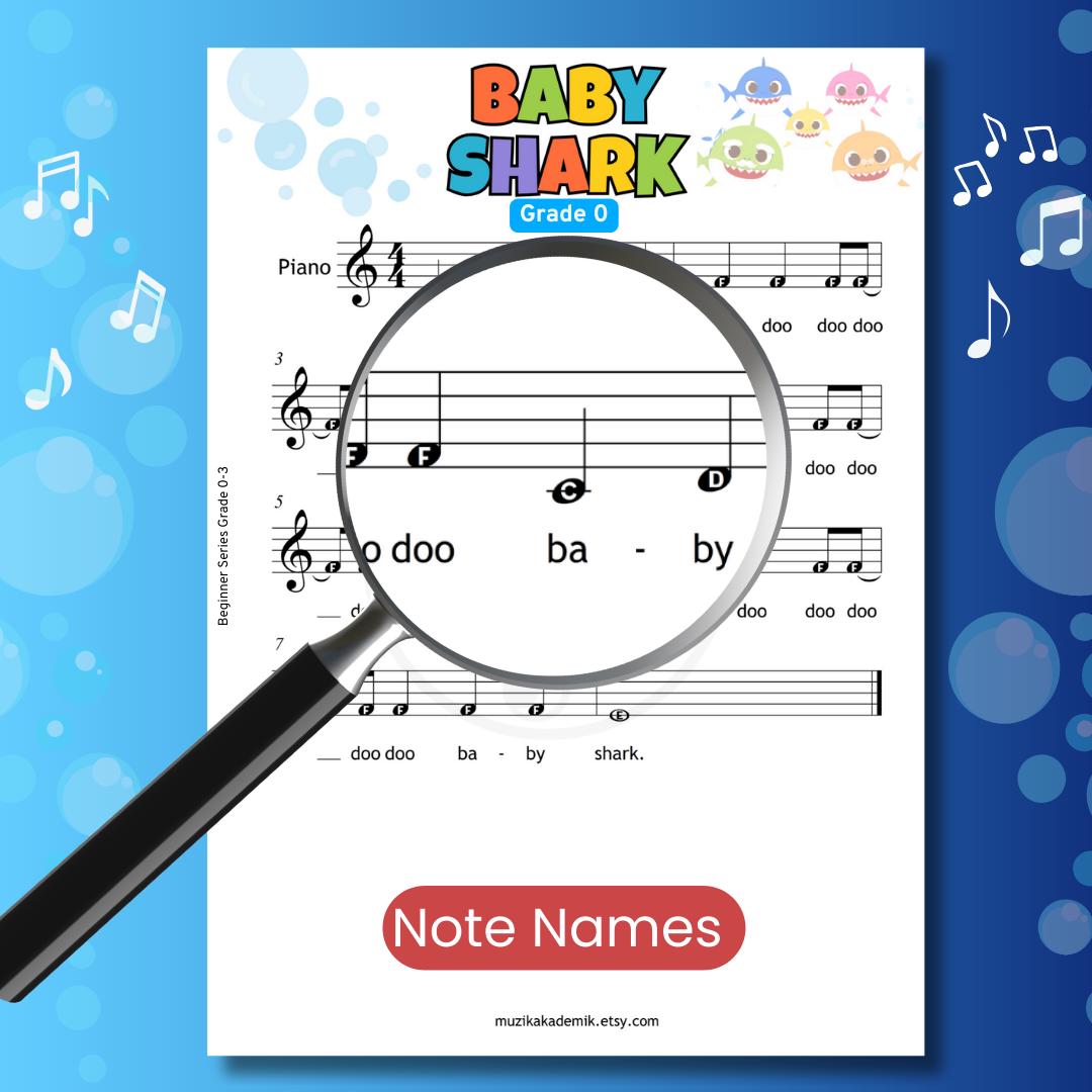 Baby Shark - Grade 0 for Beginner Simplified Very Easy Piano Sheet ...