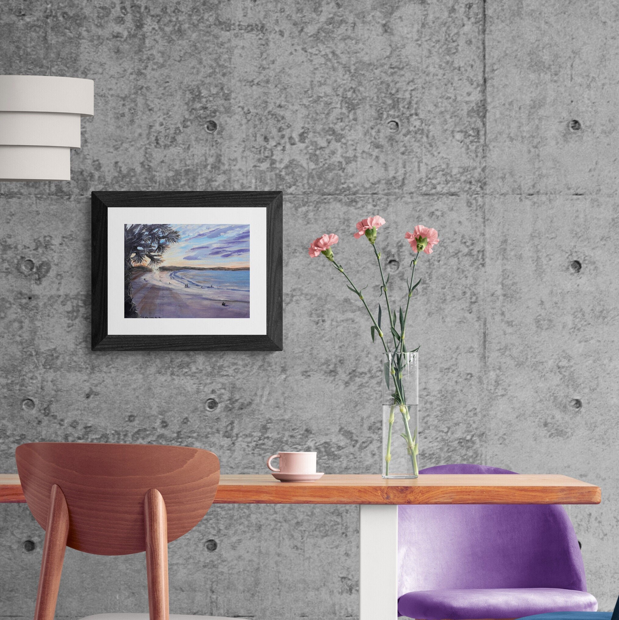 Purple Beach Sunset Original Art Print - Etsy