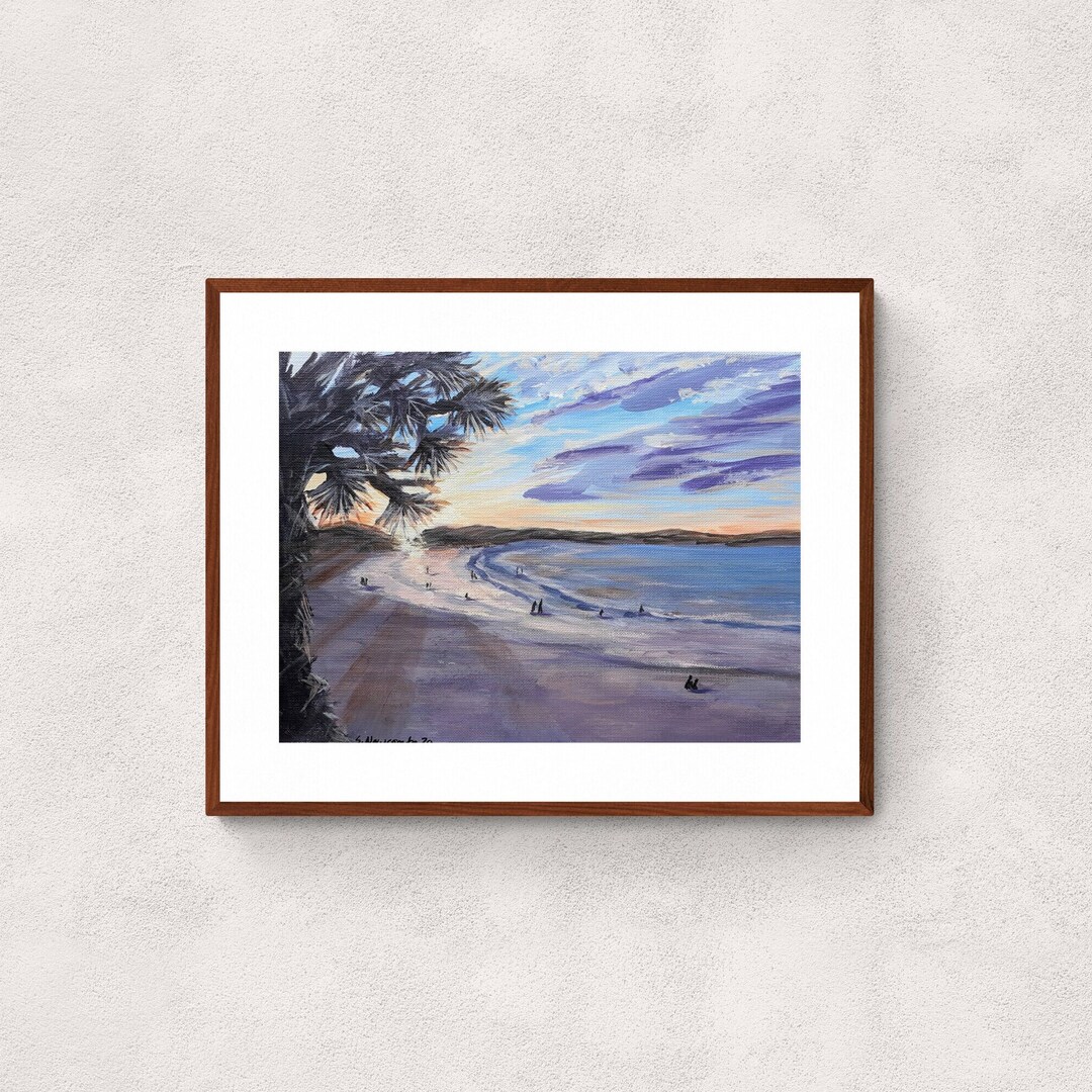 Purple Beach Sunset Original Art Print - Etsy