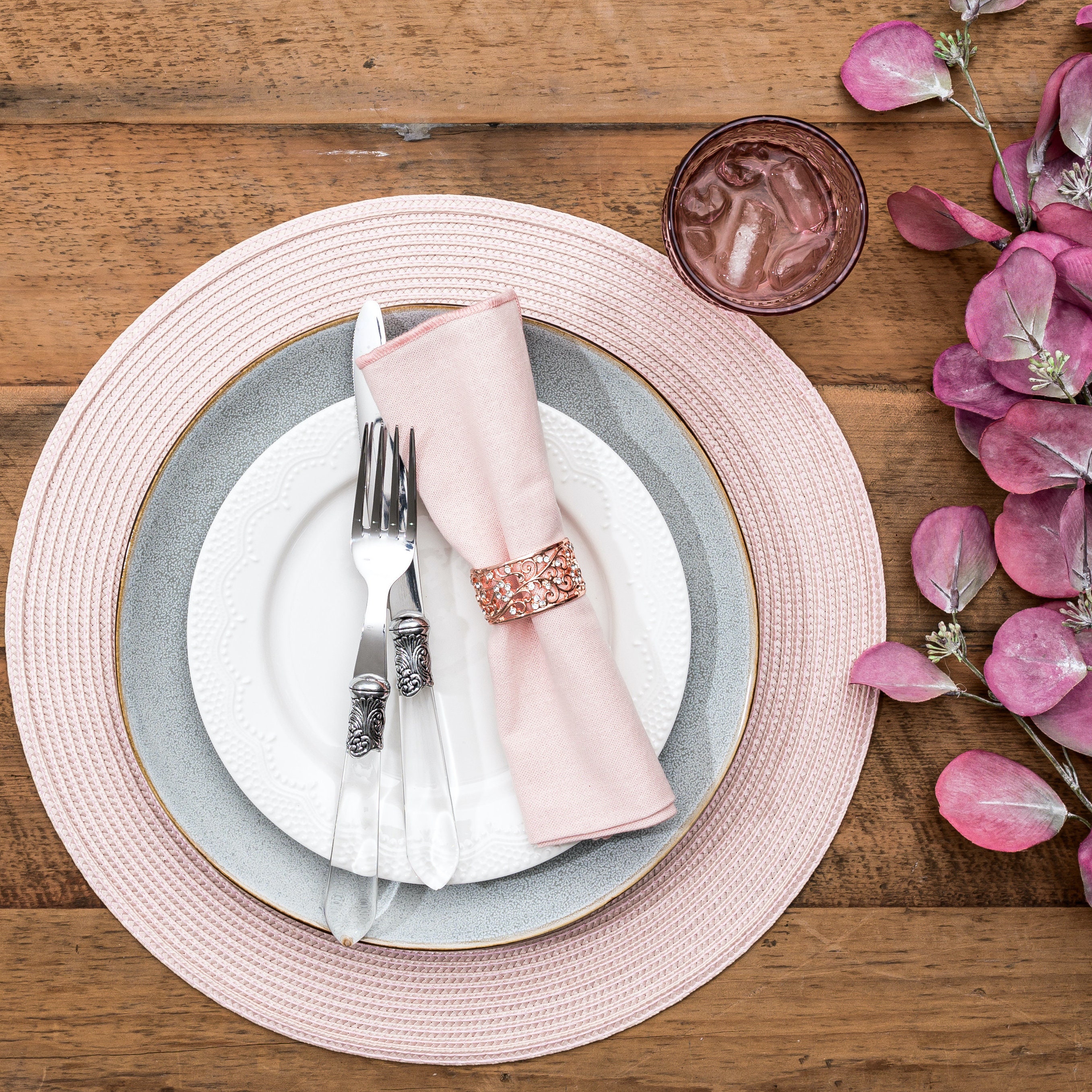 Rose Gold Napkin Rings Napkin Holder Set of 6 Round | Etsy