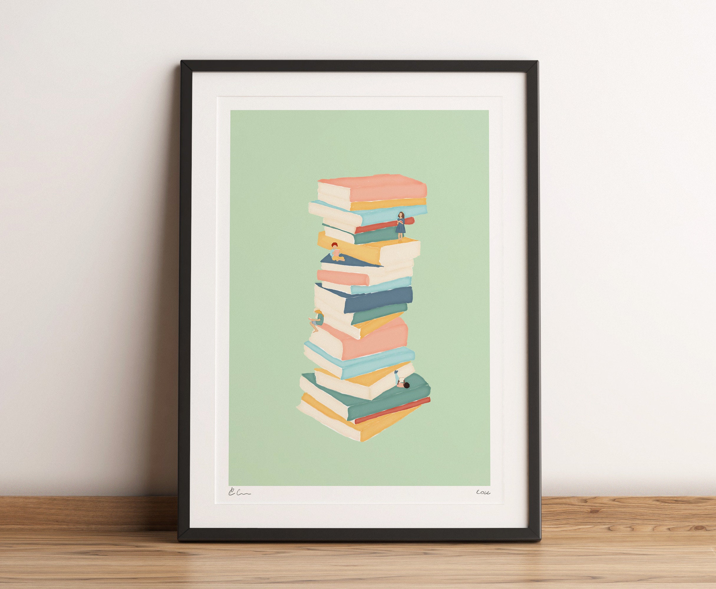 Book Illustration, Book Lovers Gift, Book Wall Art Poster, Study Room ...