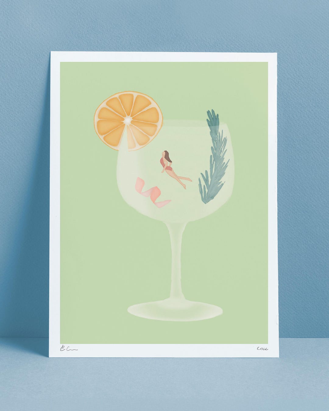 Gin Illustration Art Print — Cocktail Poster for Bar / Kitchen ...