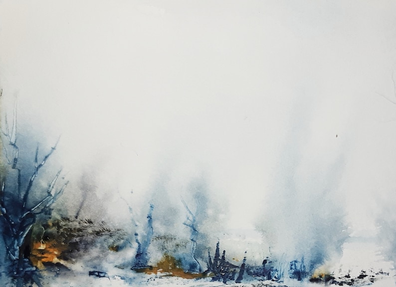 Original Devon Minimalist Watercolor Landscape, Home Decor, Painting ...