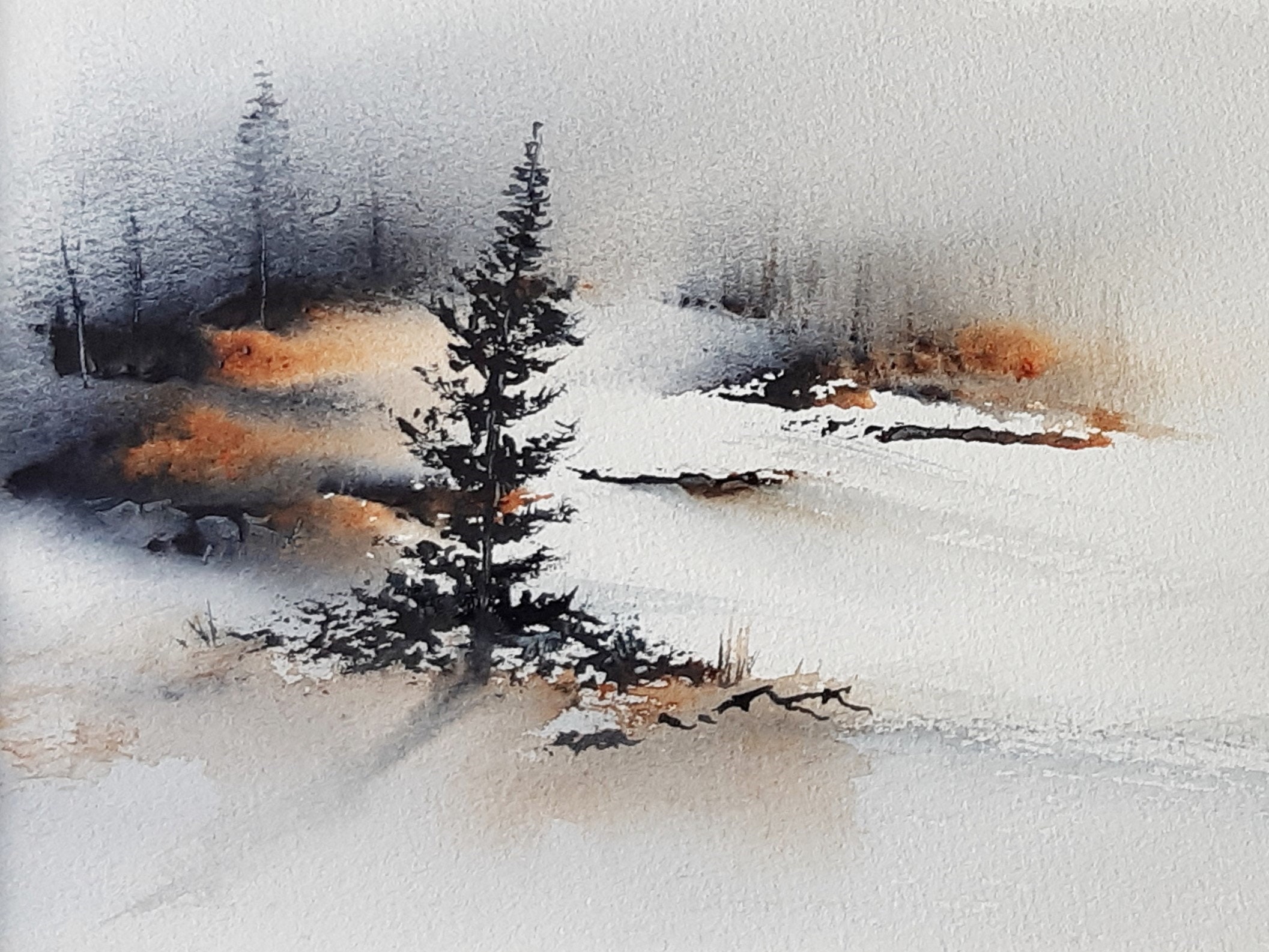 Unique Painting of Original Landscape Art. Watercolour Landscape Wall ...