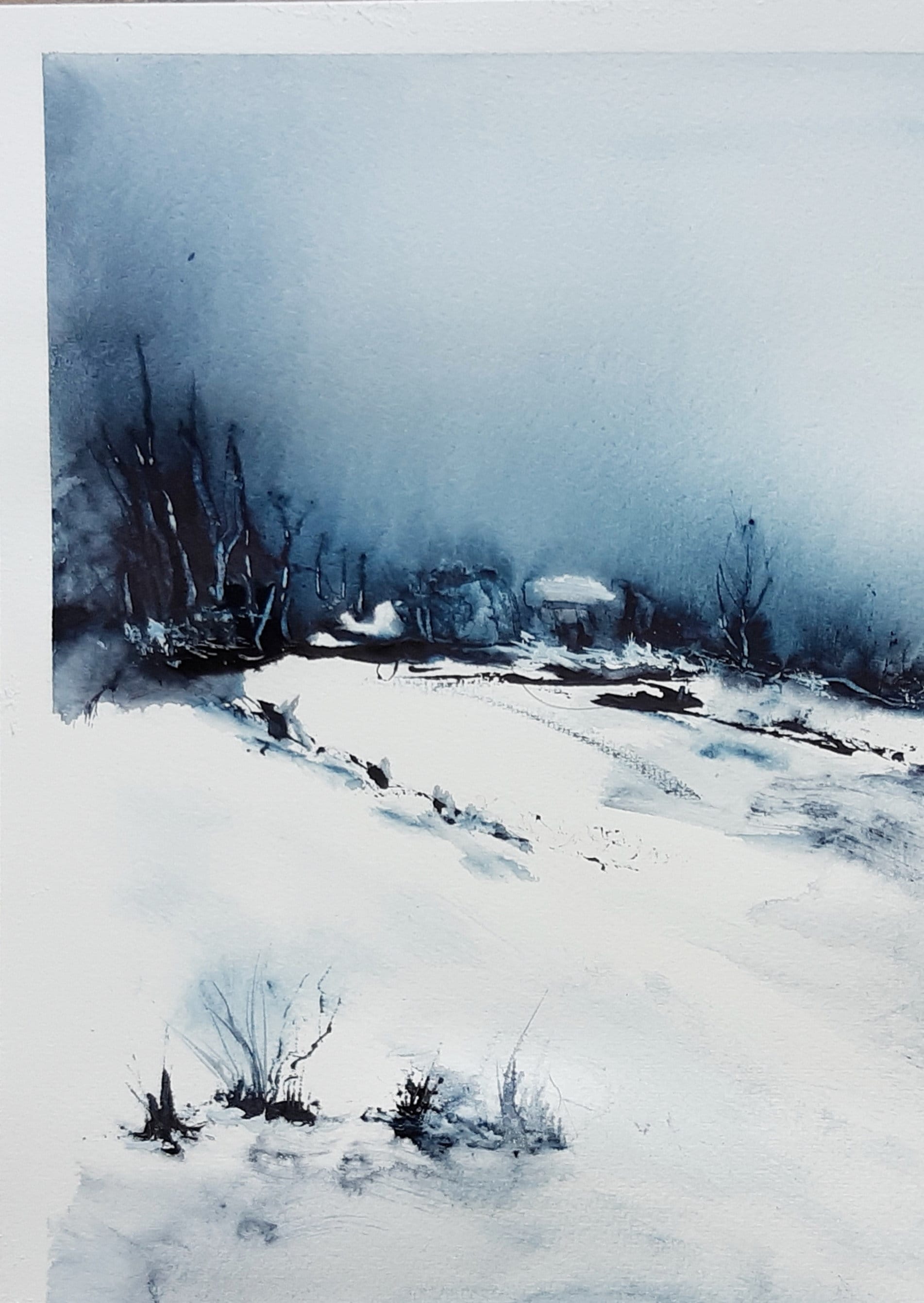Snowy Field 2. Original Painting. Devon Original Watercolour - Etsy