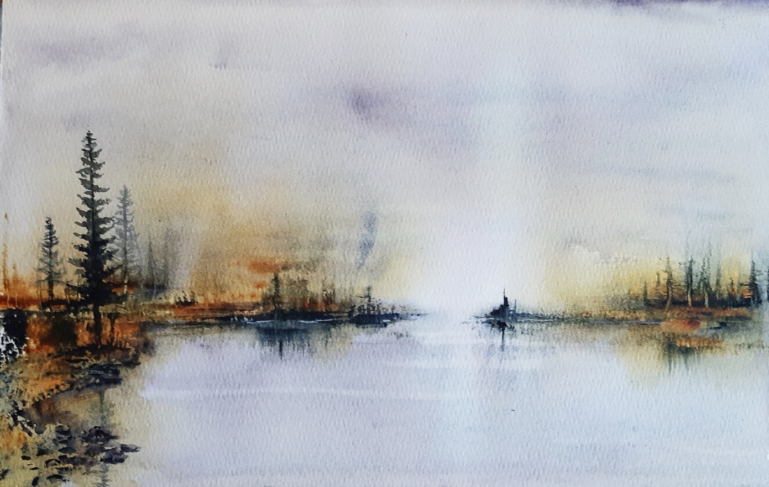 Minimalist Abstract Landscape Watercolor Painting by Sheila Hood ...