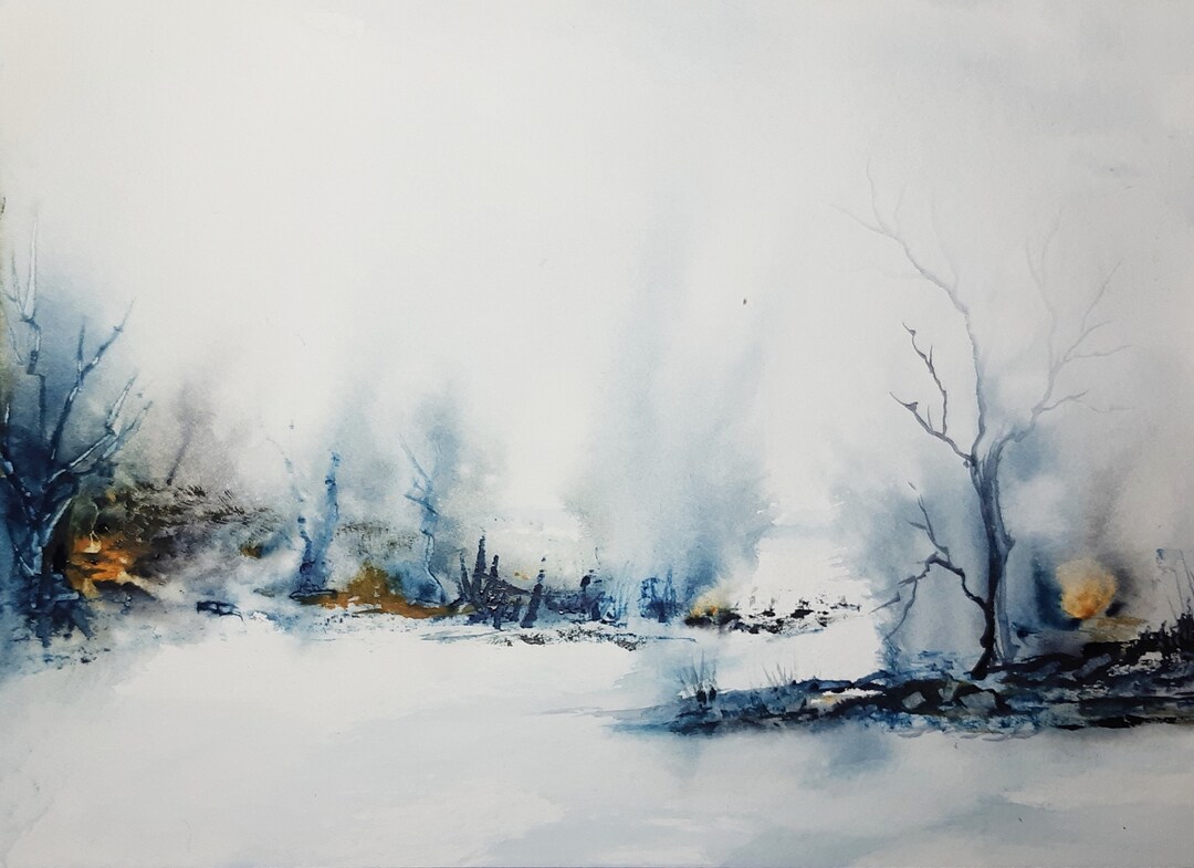 Original Devon Minimalist Watercolor Landscape, Home Decor, Painting ...