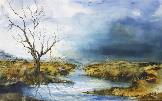 Original Art. Devon Original Watercolour Landscape Watercolor | Etsy