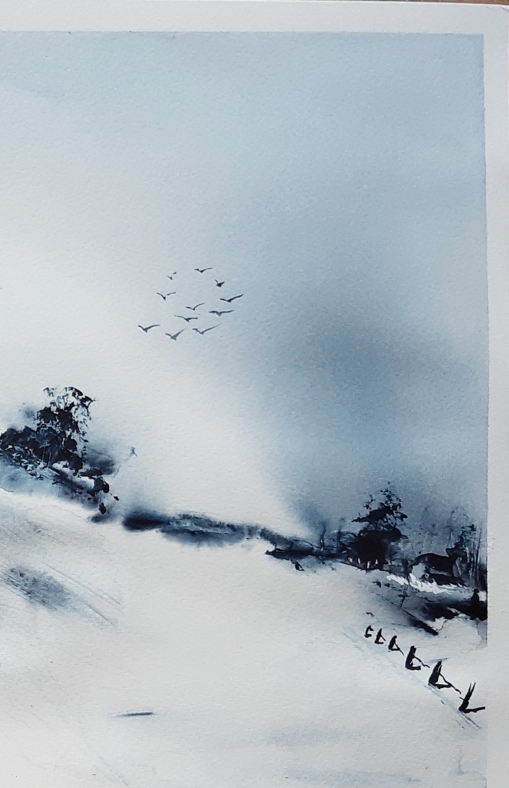 Snowy Field 2. Original Painting. Devon Original Watercolour - Etsy