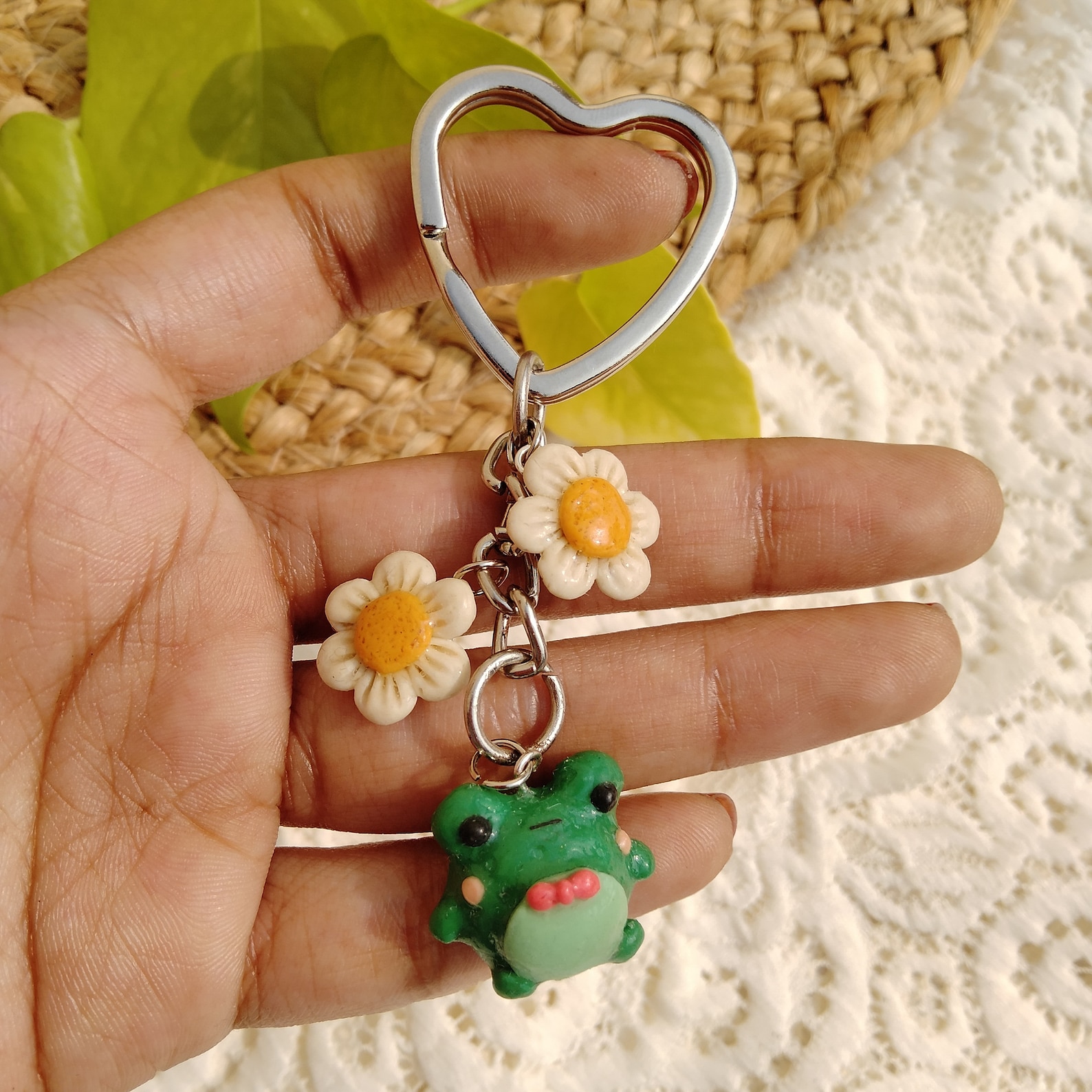 Keychains Polymer Clay Keychain Tiny Cute Charm Frog Keychain Chubby ...