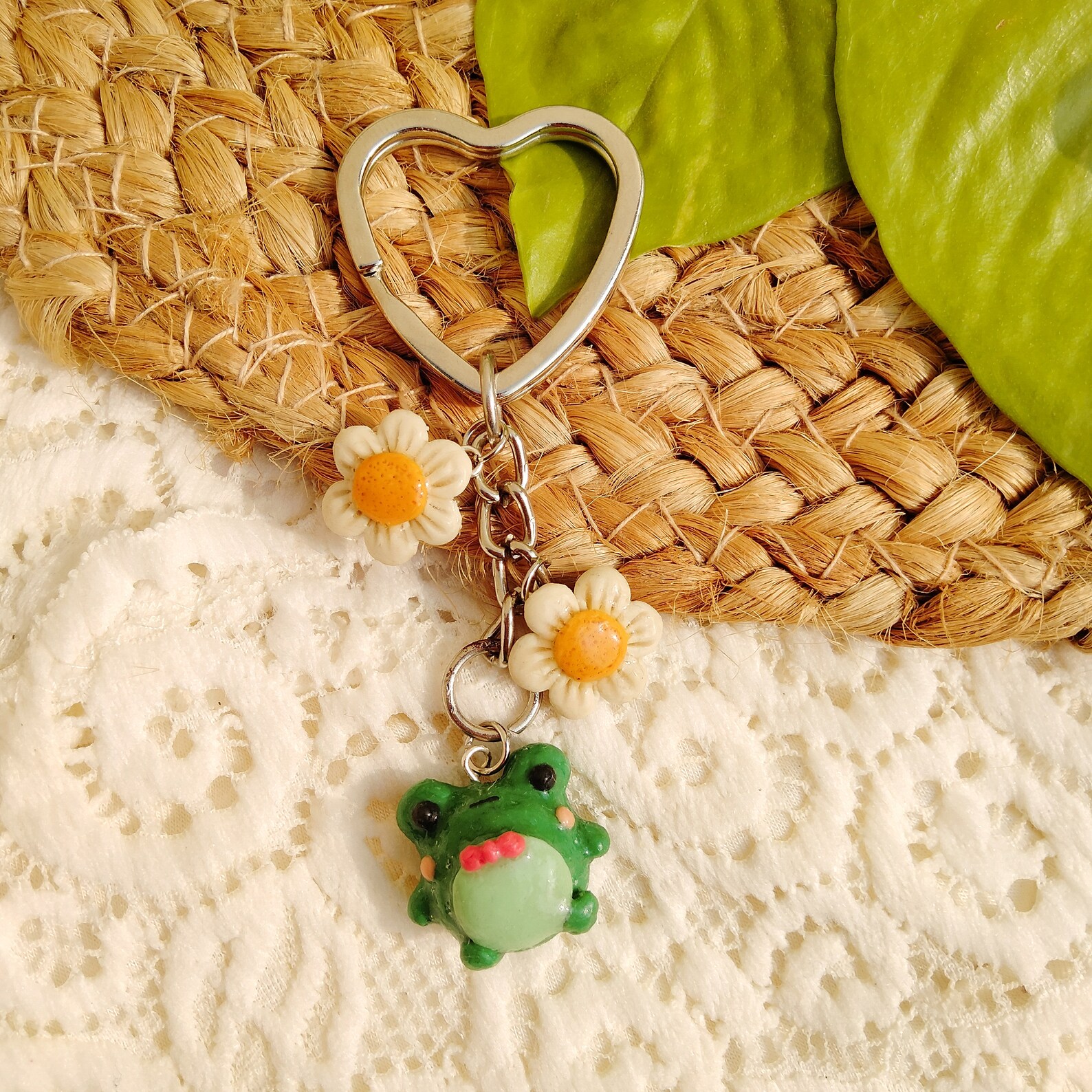 Keychains Polymer Clay Keychain Tiny Cute Charm Frog Keychain Chubby ...