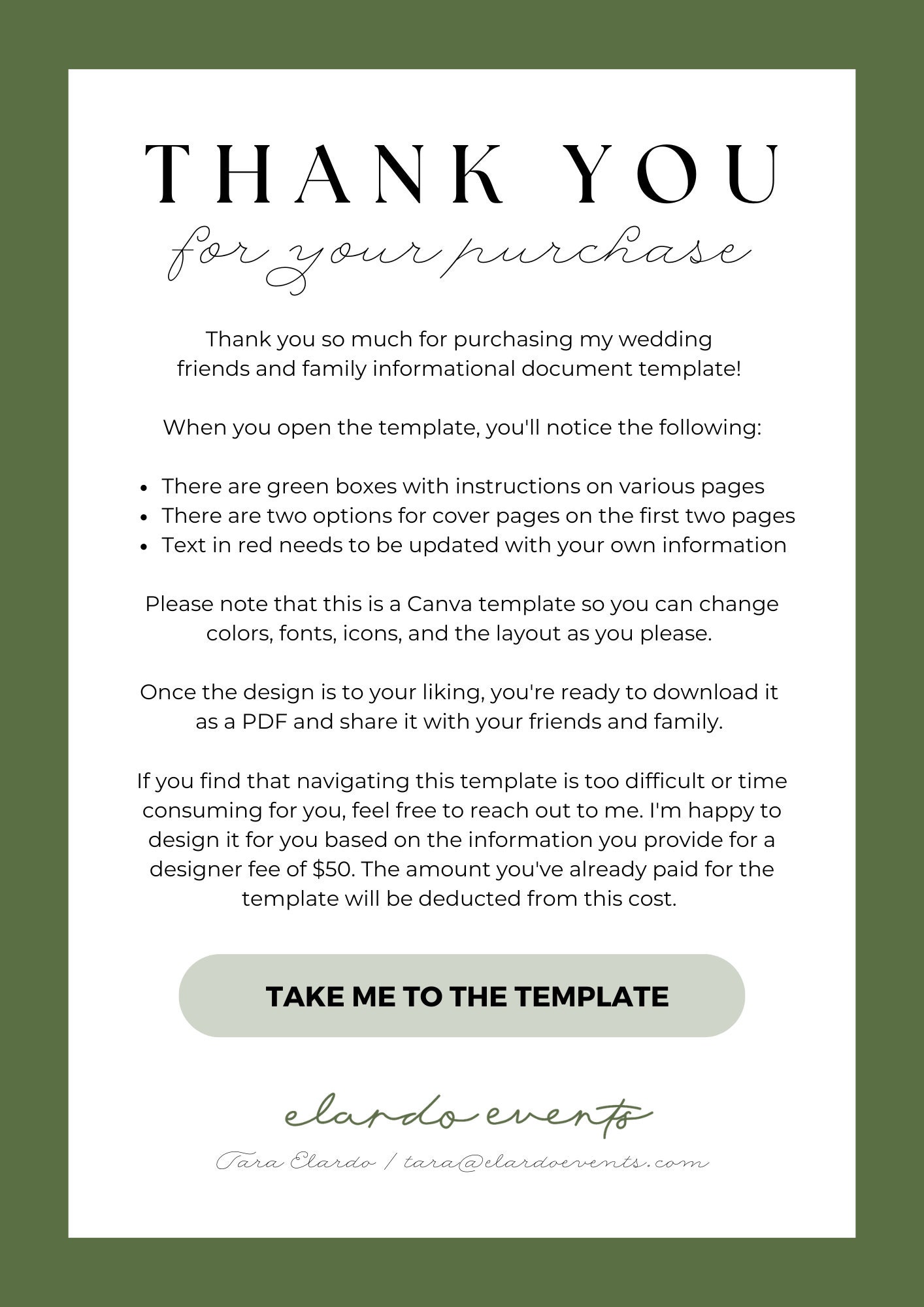 TEMPLATE: Family & Friends Wedding Information Packet | Informational ...