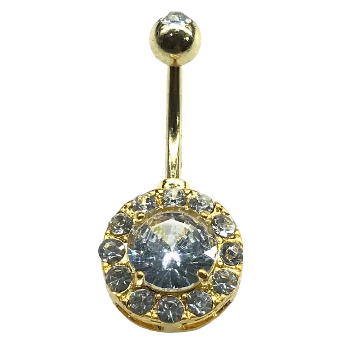 Round Stone Belly Bar Piercings - Etsy
