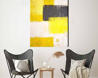 Yellow Abstract Art | Etsy