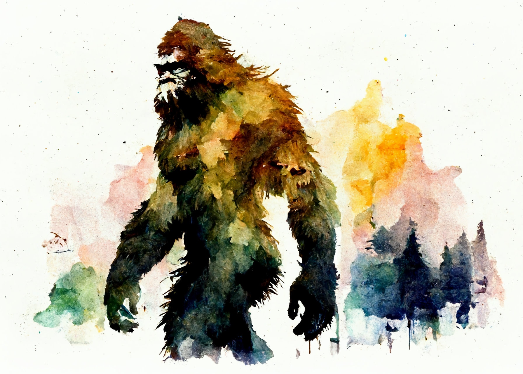 Watercolor Sasquatch Clipart - High Quality Digital Download PNG File ...