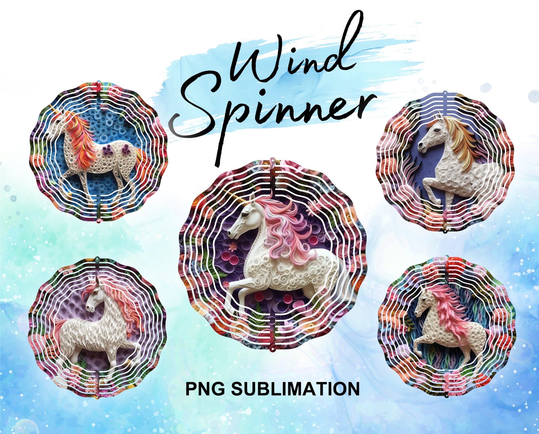 3D Unicorn Quilling Wind Spinner Template Unicorn Paper Art - Etsy