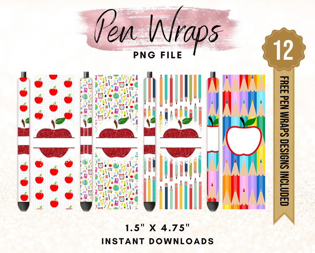 School Theme Pen Wraps, Crayon Pen Wrap Design, Pencil School Pen ...