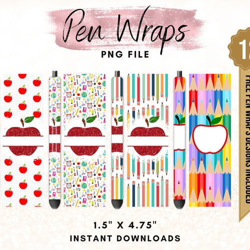 School Theme Pen Wraps Colored Pencils Pen Wrap Design - Etsy