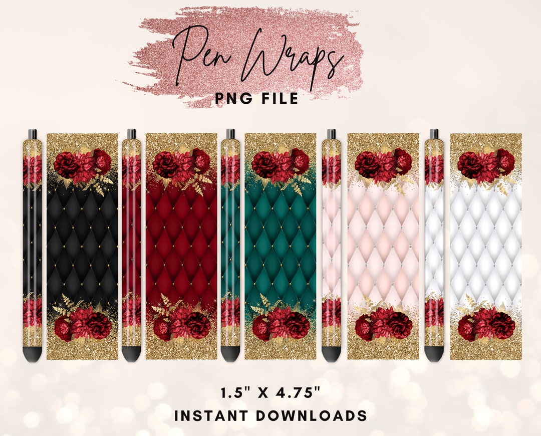 Red Rose Pen Wraps, Flower Pen Wrap Design, Sexy Floral Stripe Pen ...