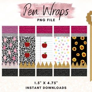 School Theme Pen Wraps, Back to School Pen Wrap Design, Teacher Pen ...