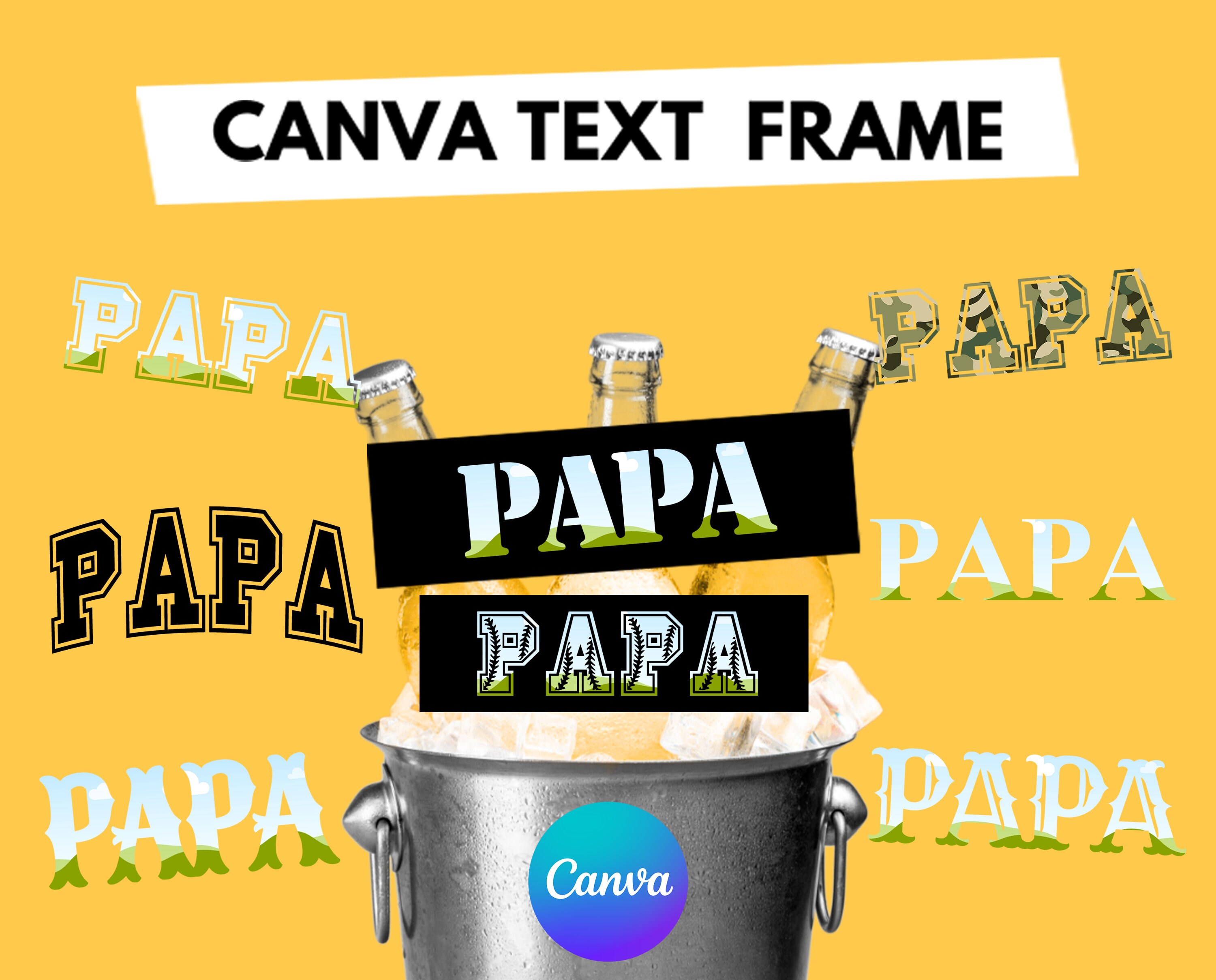 PAPA Dad Canva Frame Template Father Day Photo Frame Easy Drag - Etsy