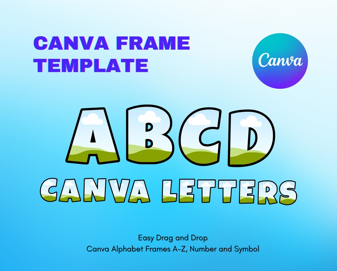 Letters Frame Alphabet Template, UPPERCASE and Numbers, Editable Canva ...