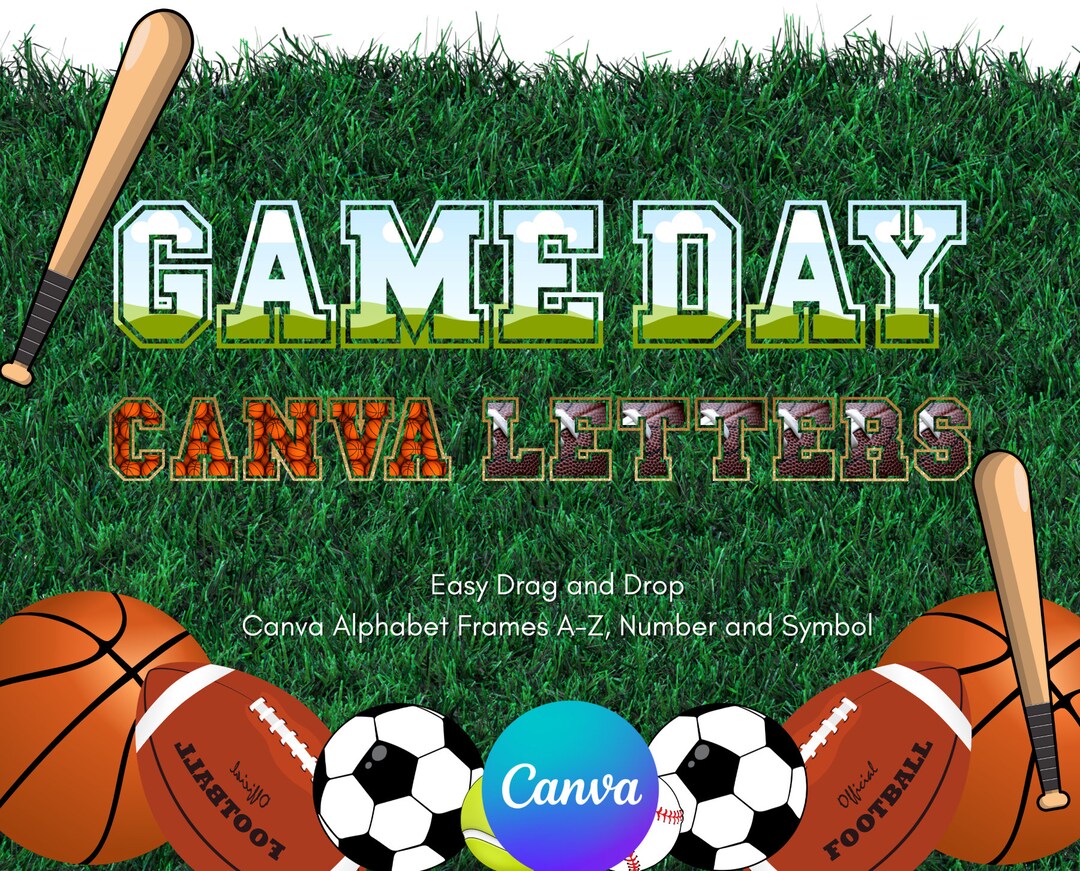 Varsity Sports Canva Letters Frame Alphabet Template, UPPERCASE and ...