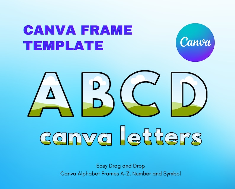 Canva Alphabet Template, UPPERCASE and Numbers, Editable Canva Letters ...