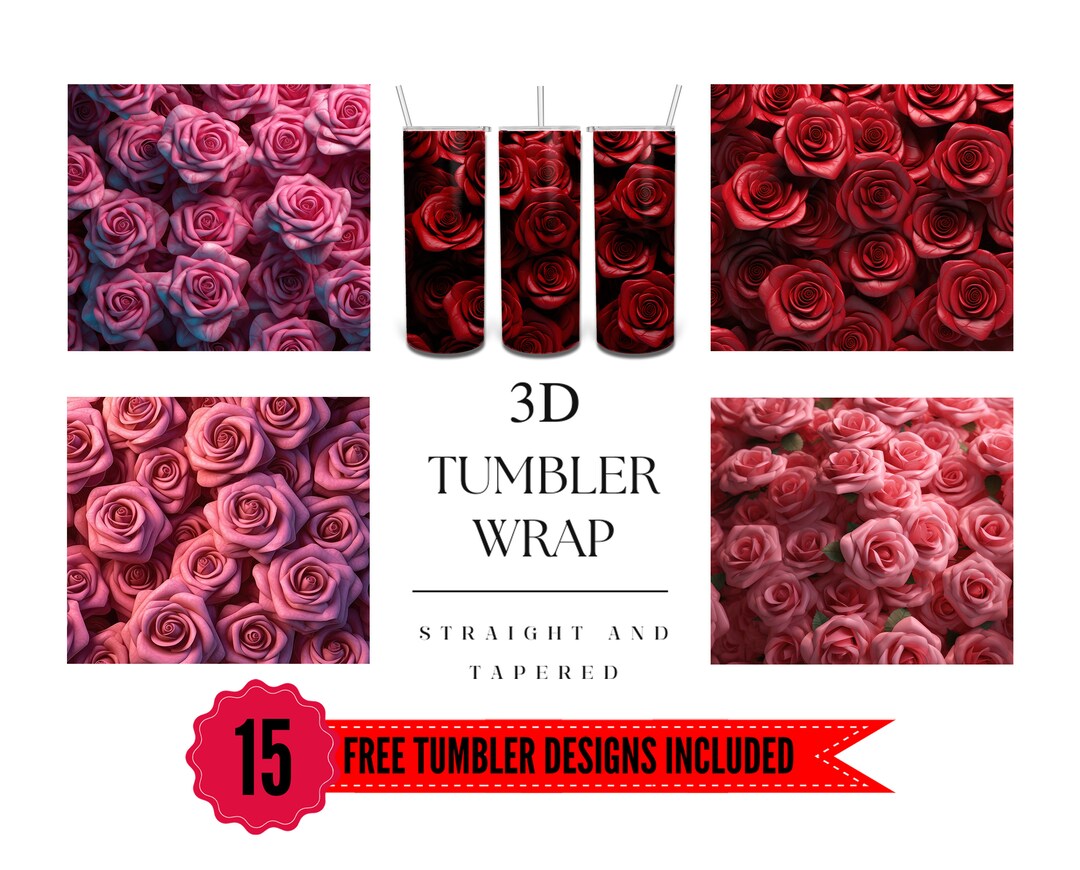 20oz Red Rose Paper Cut Art Quilling Tumbler, 3D Flower Paper Art ...