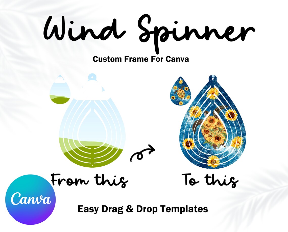 Rain Drop Wind Spinner Canva Frame Mockup Template Editable Easy Drag ...