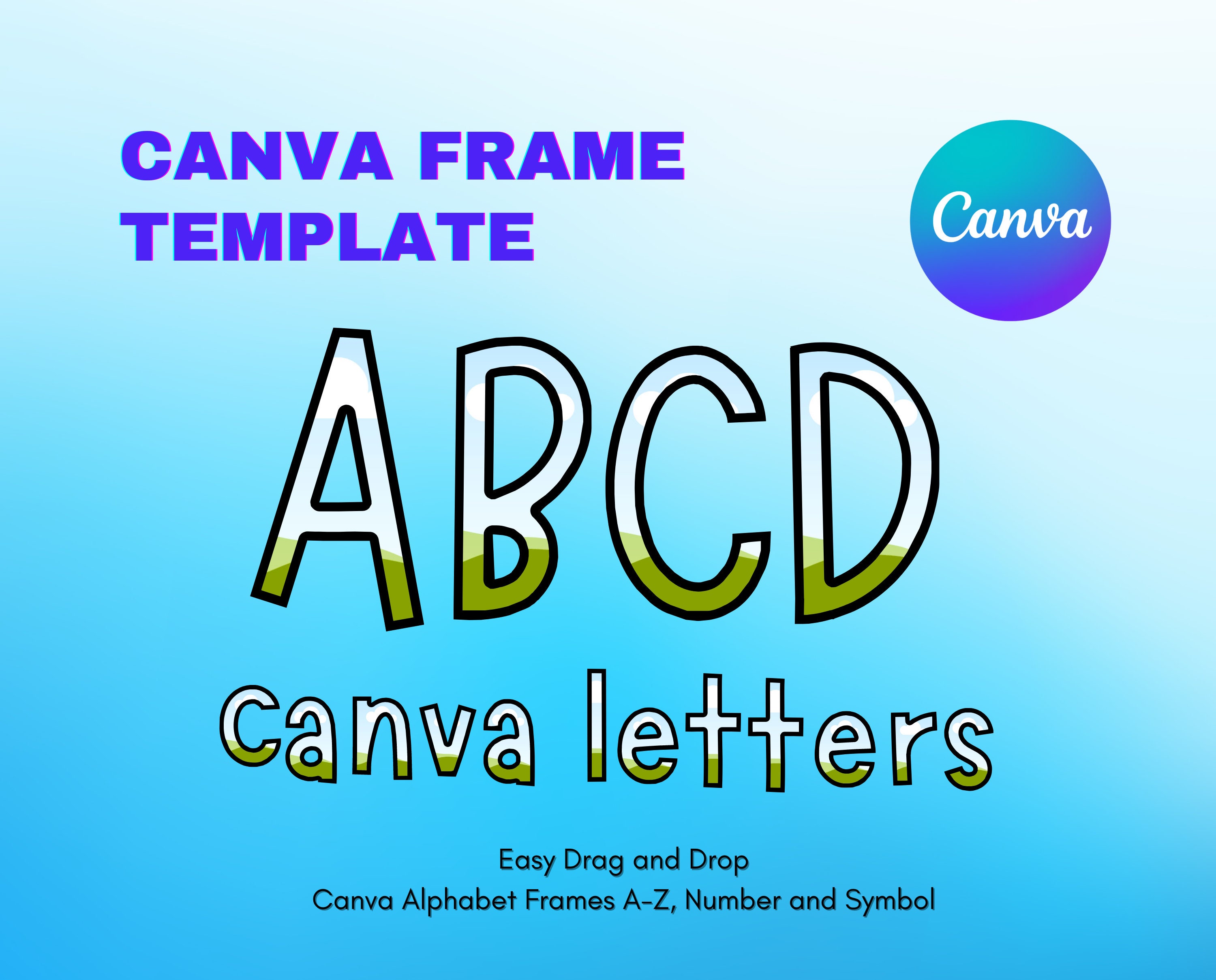 Canva Letters Frame Alphabet Template UPPERCASE and Numbers - Etsy