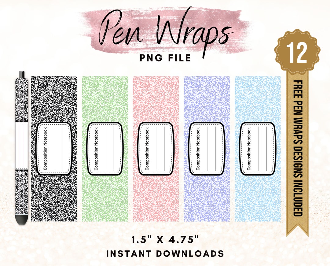 School Theme Pen Wraps, Composition Notebookpen Wrap Design, Pencil ...