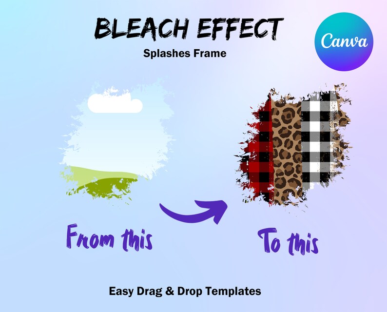 Canva Frame Template Splash Bleach Effect Brush Fill Your Own - Etsy