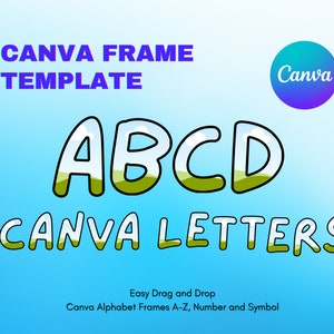 Canva Letters Frame Alphabet Template, UPPERCASE and Numbers, Editable ...