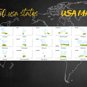 50 States of America USA MAP Canva Frame Template, Easy Drag and Drop ...