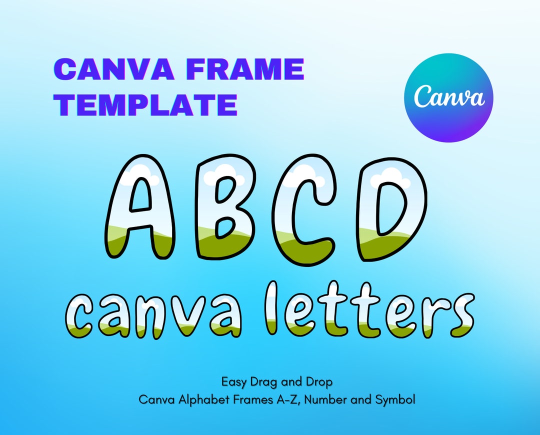 Canva Letter Frame Alphabet Template, UPPERCASE and Number, Editable ...