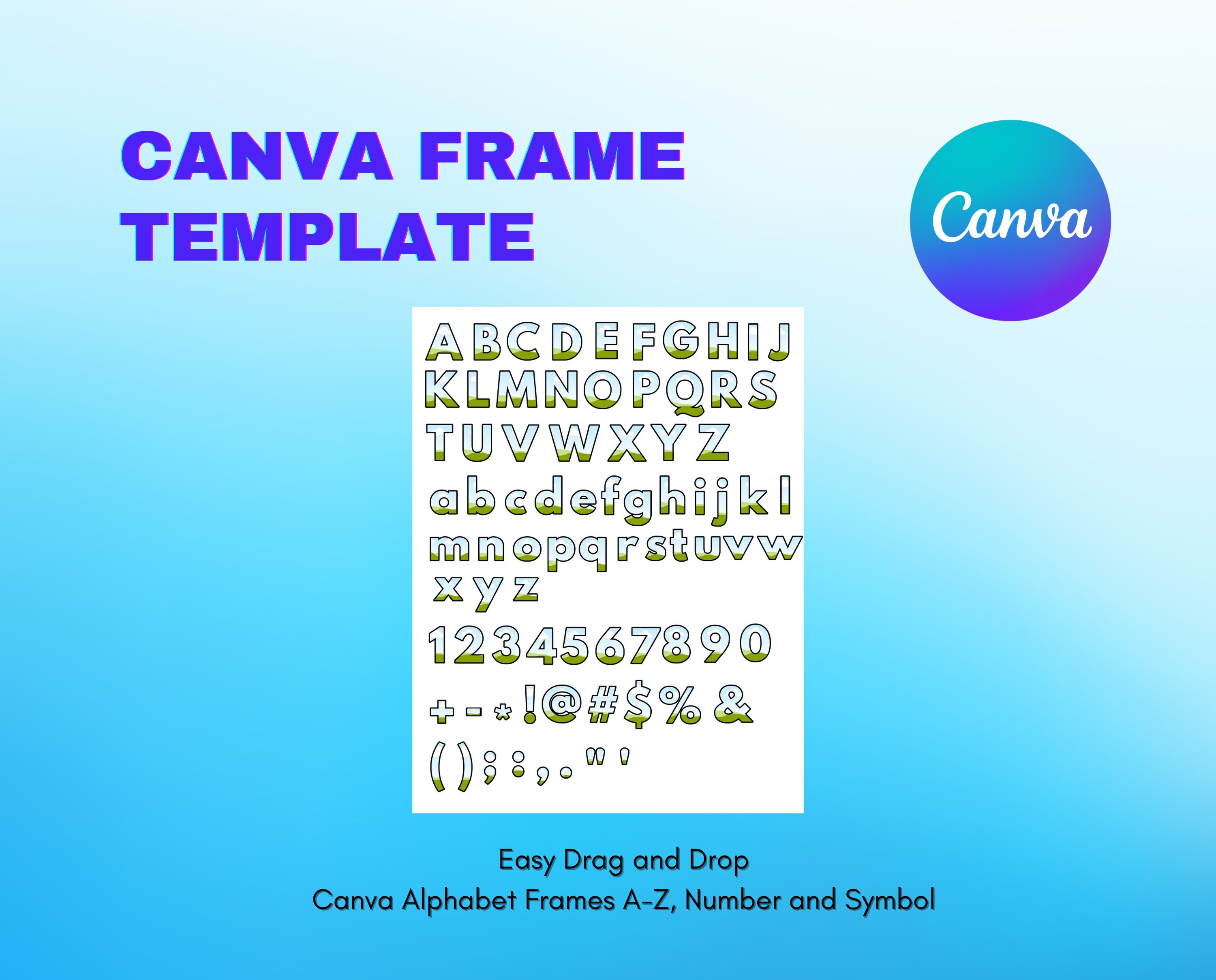 Canva Alphabet Template, UPPERCASE and Numbers, Editable Canva Letters ...