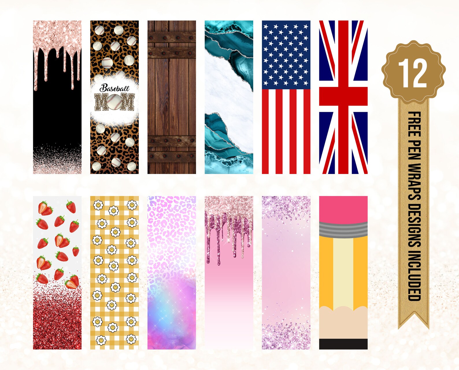 School Theme Pen Wraps Crayon Pen Wrap Design Pencil School - Etsy