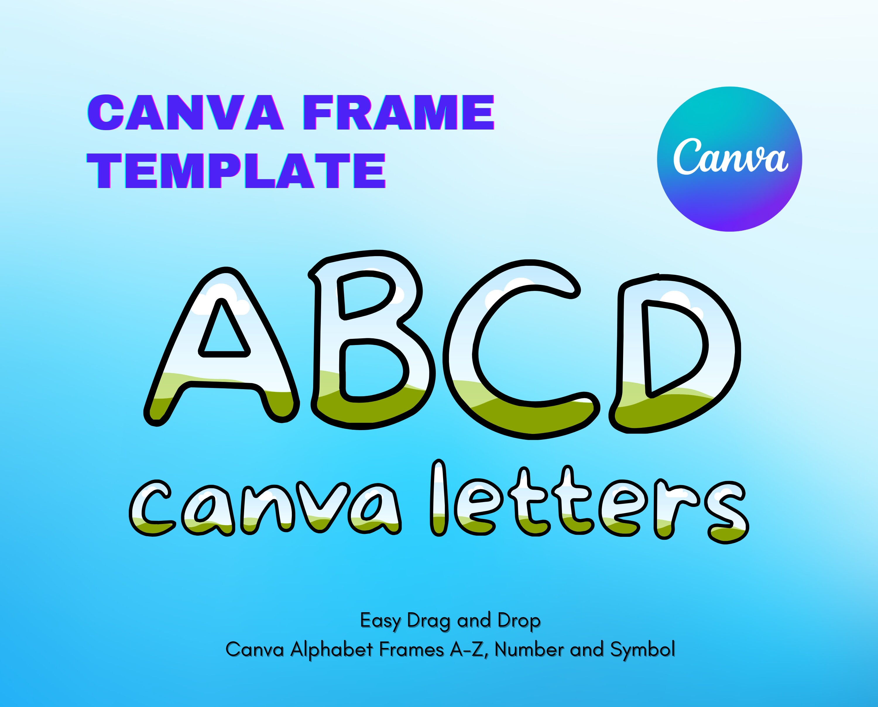 Canva Letters Frame Alphabet Template UPPERCASE and Numbers - Etsy
