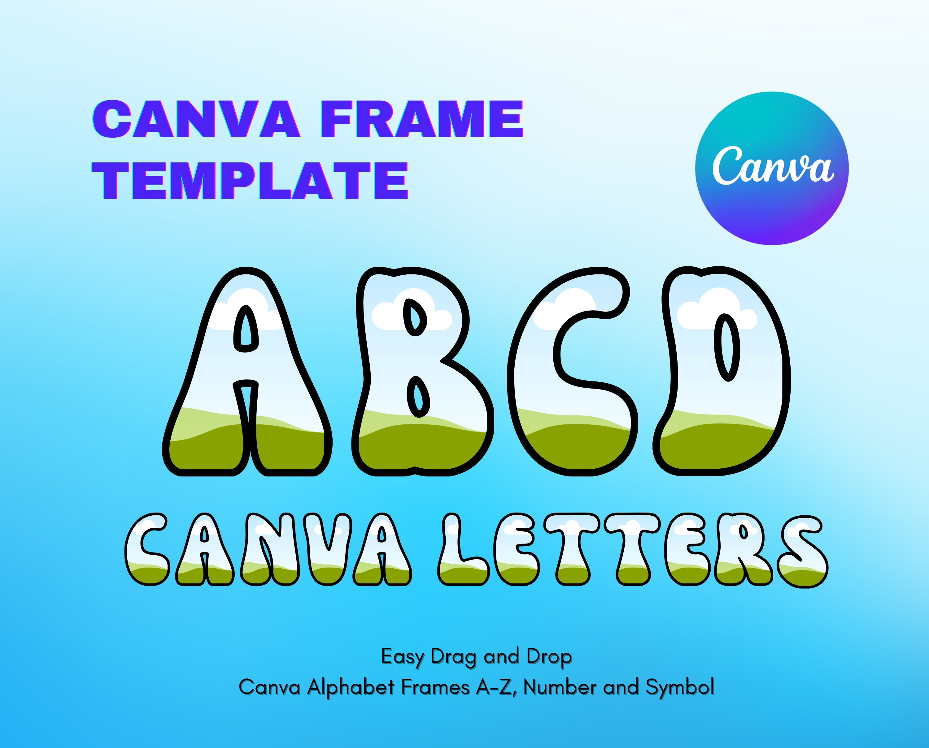 Canva Letters Frame Alphabet Template UPPERCASE and Numbers - Etsy