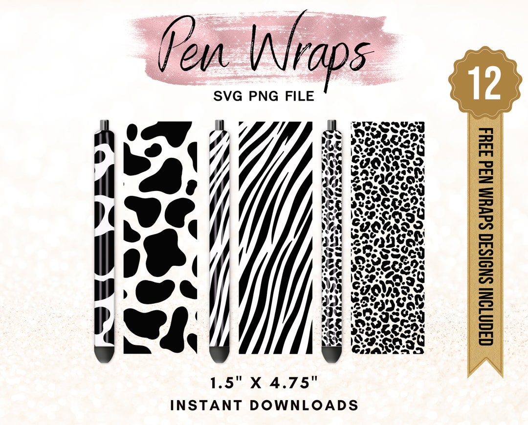 Animal Skin Pen Wraps, Leopard, Cheetah, Zebra, Cow Pen Wraps, Cow ...