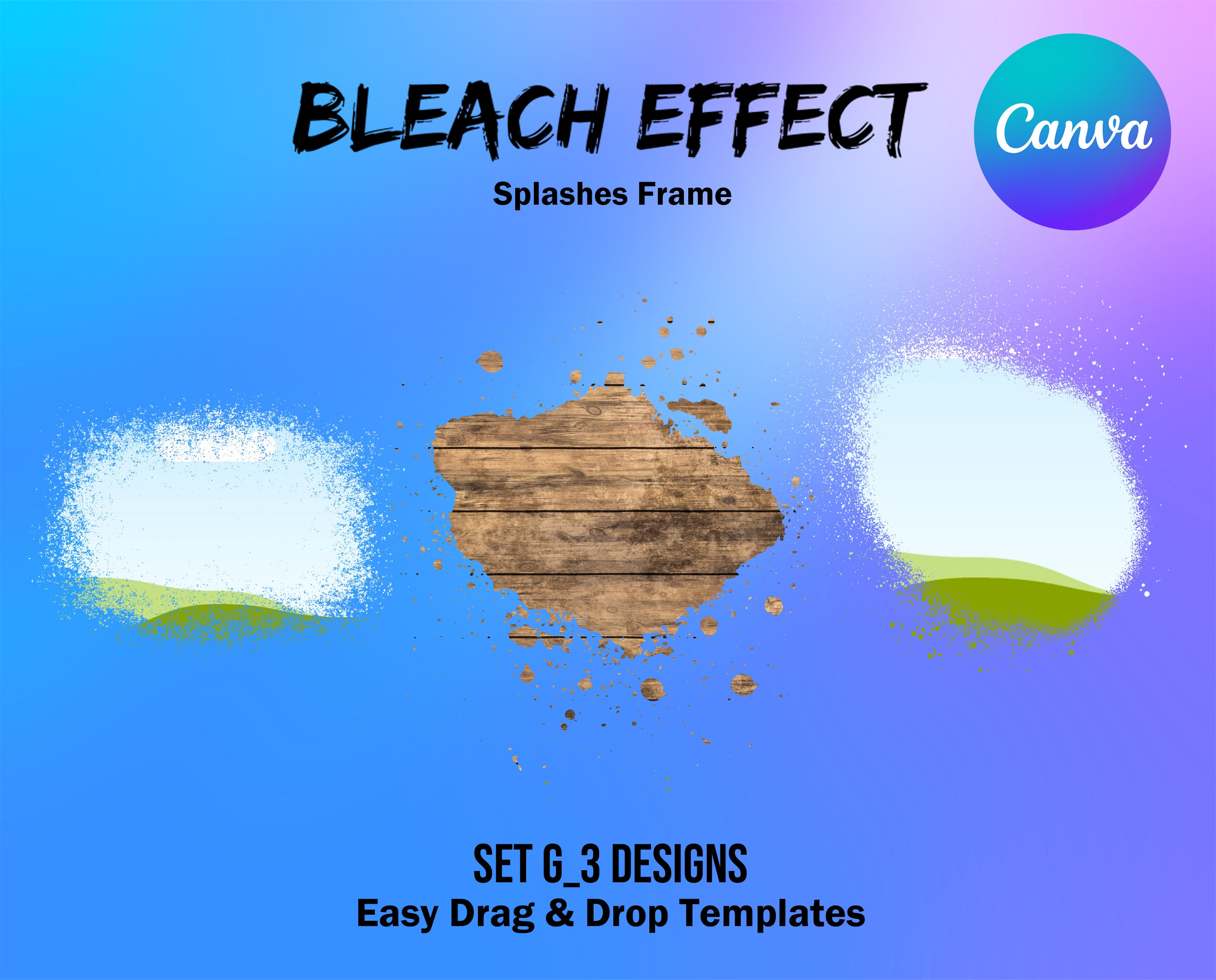 Canva Frame Template Splash Bleach Effect Brush Fill Your Own - Etsy