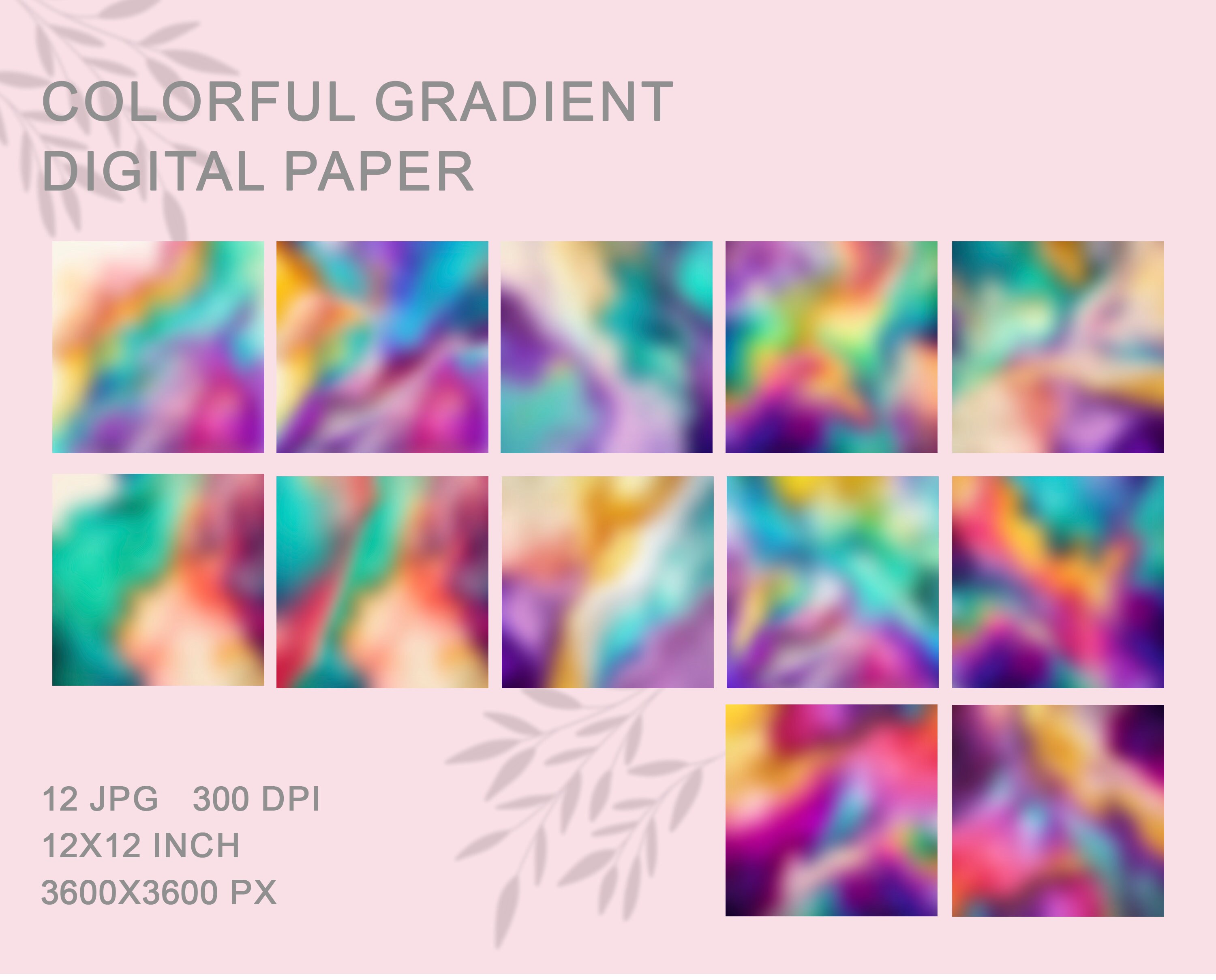 Rainbow Multicolour Ombre Digital Paper Pack Pastel Bright - Etsy